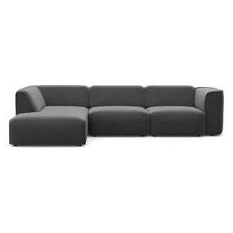 Ecksofa RAUM.ID "Merid jederzeit durch Module erweiterbar L-Form" Sofas Gr. B/H/T: 295cm x 70cm x 162cm, Samtoptik, Ottomane links, grau (anthrazit) als Modul oder separat verwendbar, für individuelle Zusammenstellung