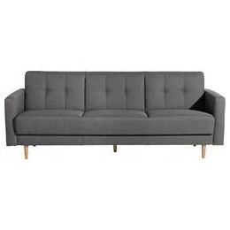 3-Sitzer Max Winzer "Jesper Kippcouch mit komfortablem Federkern, klassisch und modern" Sofas Gr. B/H/T: 224cm x 84cm x 82cm, Strukturgewebe 16523, grau (hellgrau) Schlafsofa mit Knopfheftung im Rücken, inklusive Bettkasten