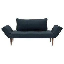 Schlafsofa INNOVATION LIVING TM "Zeal Designsofa mit verstellbaren Armlehnen" Sofas Gr. B/H/T: 200 cm x 61 cm x 70 cm, Web fein NIST, Styletto Beine, blau (deep blue) im Scandinavian Design, Styletto Beine, inklusive Rückenkissen