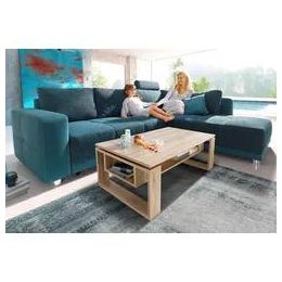 Jockenhöfer Ecksofa JOCKENHÖFER GRUPPE "Orlando L-Form" Sofas Gr. B/H/T: 257cm x 82cm x 215cm, Luxus-Microfaser ALCATOP-Struktur, Ottomane beidseitig montierbar, mit 1 Kopfstütze, blau (petrol) mit Bettfunktion, Bettkasten und Federkern, 1 oder 3 Kopfstützen