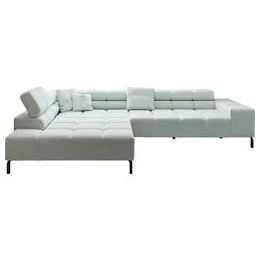 Ecksofa Inosign "Ancona New, wahlweise motorische Sitztiefenverstellung, auch Cord" Sofas Gr. Luxus-Microfaser, Recamiere links, ohne Sitztiefenverstellung, grün (mint) Ecksofa feine Steppung, mit Kopfteilverstellung, 3 Zierkissen, L-Form