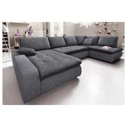 Wohnlandschaft Trendmanufaktur "Indie, toller Sitzkomfort, aufwendige Detailverarbeitung, U-Form" Sofas Gr. B/H/T: 335cm x 86cm x 179cm, Microfaser PRIMABELLE-Struktur, Recamiere links, XXL-ohne Bettfunktion, grau (anthrazit/anthrazit-grau) wahlweise mit Bettfunktion