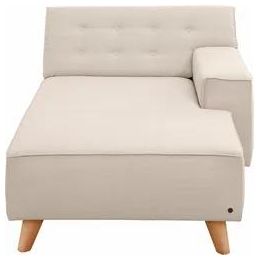 Recamiere Tom Tailor HOME "NORDIC CHIC" Sofas Gr. B/H/T: 104cm x 77cm x 151cm, Samtstoff STC, Armlehne rechts, beige (ivory stc 1) im Retrolook, Füße Buche natur, Recyclingstoff