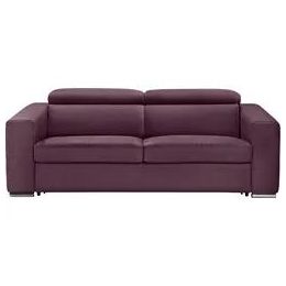 Schlafsofa Egoitaliano "Cabiria, Design und super Sitz- Liegekomfort" Sofas Gr. B/H/T: 226cm x 97cm x 103cm, Luxus-Microfaser, lila (plum) Sofa inkl. Schlaffunktion, Kopfteile verstellbar, mit Metallfüßen