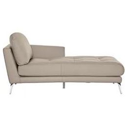 Chaiselongue W.Schillig "softy" Sofas Gr. B/H/T: 106cm x 79cm x 168cm, Longlife Xtra-Leder Z59, Armlehne rechts, grau (eisgrau z59) mit dekorativer Heftung im Sitz, Füße Chrom glänzend