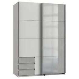 Schwebetürenschrank wimex "Emden moderner Kleiderschrank mit Spiegel und Schubladen BESTSELLER" Schränke Gr. B/H/T: 135 cm x 198 cm x 64 cm, 2, weiß (weiß, beton, nachbildung lichtgrau) Schlafzimmer Schrank Garderobenschrank mit Schwebetüren Topseller