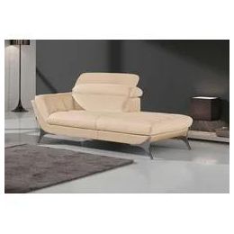 Recamiere Egoitaliano "Sueli, extravagantes Design und erstklassiger Sitzkomfort" Sofas Gr. B/H/T: 180 cm x 100 cm x 110 cm, Leder BULL, Recamiere rechts, beige (champagner) Solitärmöbel, hochwertiger Lederbezug, inklusive Kopfteilverstellung