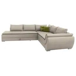 Ecksofa Inosign "Göteborg" Sofas Gr. B/H/T: 320cm x 93cm x 253cm, Struktur (100% Polyester), Recamiere links, mit Bonnell-Federkernmatratze und PUR-Schaum-Topper, beige mit Boxspring-Bettfunktion und Bettkasten, Dauerschlaffunktion, Topper