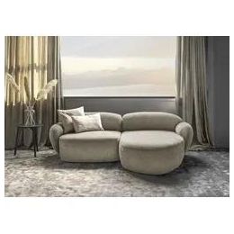 Ecksofa furninova "Bubble, Designsofa mit hochwertiger Detailverarbeitung, L-Form" Sofas Gr. B/H/T: 244 cm x 80 cm x 104 cm, Velourstoff grob ALICE, Recamiere rechts, beige sehr komfortabel durch Memoryschaum, im skandinavischen Design