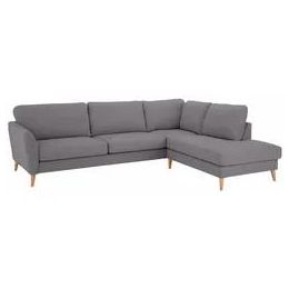 Ecksofa Home Affaire "MARSEILLE 278/202 cm, L-Form, Ottom. rechts/links" Sofas Gr. B/H/T: 278cm x 88cm x 202cm, Filzoptik, Ottomane rechts, grau (hellgrau) mit Massivholzbeinen aus Eiche, verschiedene Bezüge und Farbvarianten