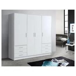 Kleiderschrank FORTE "Jupiter, Made in Europe, mit Schubladen", weiß, B:207cm H:200cm T:60cm, FSC-zertifizierter Holzwerkstoff, Schränke, Drehtürenschrank, viel Stauraum, 2 Breiten und 4 Farben