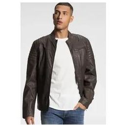 Lederjacke Bruno Banani "Rocha" Gr. S (48), braun Herren Jacken aus Lammnappaleder, schmaler Schnitt, mit Eingrifftaschen