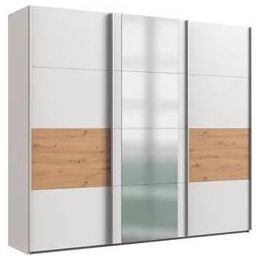 Schwebetürenschrank wimex "Barmbek Schlafzimmerschrank BESTSELLER Garderobenschrank" Schränke Gr. B/H/T: 270cm x 236cm x 64cm, 3 St., weiß (weiß/artisan eiche nachbildung/spiegel) Kleiderschrank mit 2 Stoffboxen und zusätzlichen Böden, Spiegeltür