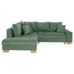 Ecksofa Inosign "Nikita II, L-Form" Sofas Gr. B/H/T: 240cm x 86cm x 186cm, Aqua Clean Prestige, Ottomane links, ohne Funktion, grün (mint) mit Kaltschaumpolsterung, wahlweise Bett und Bettkasten