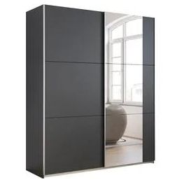 Schwebetürenschrank Rauch "Kleiderschrank Drehtürenschrank Schrank Garderobe KRONACH TOPSELLER" Schränke Gr. B/H/T: 175 cm x 210 cm x 59 cm, 2 St., grau (graumetallic) mit Spiegel und viel Stauraum, Metallgriffleisten, MADE IN GERMANY