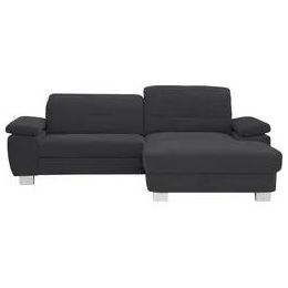 Ecksofa Alina "Becca" Sofas Gr. B/H/T: 268cm x 97cm x 184cm, Struktur TTA, Recamiere rechts, ohne Bettfunktion-ohne Bettkasten, schwarz (schwarz tta 10) inkl. Kopfteilverstellung, wahlweise mit Bettfunktion und Bettkasten