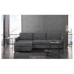 Schlafsofa Places of Style "GOLDPOINT Ecksofa 264 cm, Liegefläche (140/200cm), L-Form" Sofas Gr. B/H/T: 264 cm x 85 cm x 157 cm, Luxus-Microfaser weich, Recamiere links, grau (anthrazit) Bettfunktion, Bonell-Federkernmatratze und Dauerschläfer-Funktion