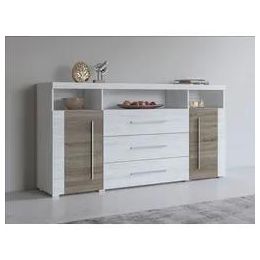 Sideboard Inosign "Roger,Breite 182cm, stilvolle Schrank, 2 Holztüren 3 Schubladen" Sideboards beige (andersen pinie-sonoma trüffel/silber) Kommode mit viel Stauraum, Einlegeböden verstellbar