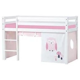 Hochbett Hoppekids "ECO Dream, Kinderbett, Spielbett, Halbhohes Bett aus Massivholz" Hochbetten Gr. nicht umbaubar, Liegefläche B/L: 70 cm x 160 cm, Schaumstoffmatratze, rosa (weiß, rosa, eule) Baby Kinderbett Hochbett inkl. Vorhang-Set Creator, Bettgröße & Matratze wählbar