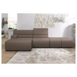 Ecksofa Egoitaliano "Babouche, Designsofa mit außergewöhnlichem Sitzkomfort zum Wohlfühlen" Sofas Gr. B/H/T: 384cm x 80cm x 98cm, Luxus-Microfaser Lederoptik, Recamiere links, braun (mud)