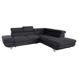 Ecksofa COTTA "Enterprise L-Form" Sofas Gr. B/H/T: 273cm x 72cm x 237cm, Chenille, Ottomane rechts, mit Kopfteilverstellung-mit Armteilverstellung, schwarz inklusive Kopf- und Armteilverstellung, wahlweise mit Bettfunktion