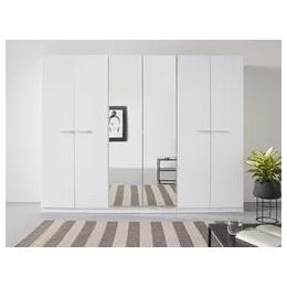 Drehtürenschrank Rauch "Kleiderschrank Schrank Garderobe TOPSELLER OTELI inkl. Inneneinteilung" Schränke Gr. B/H/T: 270cm x 210cm x 54cm, Mit Spiegel, weiß mit 3 Innenschubladen extra Böden optional Spiegel MADE IN GERMANY