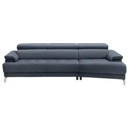 Ecksofa Egoitaliano "Soul, extravagantes Designsofa, Megasofa, super bequem, tolle Details" Sofas Gr. B/H/T: 246 cm x 99 cm x 140 cm, Leder BULL, Recamiere rechts, grau (smoke) mit Trapez-Abschlußelement, inkl verstellbarer Kopfteile Bestseller