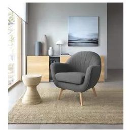 Sessel Trendmanufaktur "Fuelta, Loungesessel, organische Formensprache, bequem, Solitärsessel" Gr. Struktur fein, B/H/T: 83 cm x 85 cm x 80 cm, grau (dark gray) mit auffälligem Nahtbild und schönen Füßen aus Holz