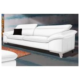 3-Sitzer COTTA "Teresa" Sofas Gr. B/H/T: 235cm x 84cm x 109cm, Luxus-Kunstleder, mit Kopfteilverstellung, weiß (altweiß)