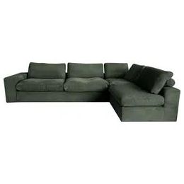 Ecksofa Alina "Sandy" Sofas Gr. B/T: 276cm x 226cm, Cord, Armlehne links, grün (olivgrün gct 333) mit losen Sitz und Rückenkissen, in modernem Cordstoff