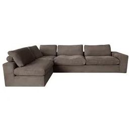 Ecksofa Alina "Sandy" Sofas Gr. B/T: 276cm x 226cm, Cord, Armlehne rechts, braun (braungrau gct 149) mit losen Sitz und Rückenkissen, in modernem Cordstoff