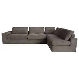 Ecksofa Alina "Sandy" Sofas Gr. B/T: 276cm x 226cm, Cord, Armlehne links, braun (braungrau gct 149) mit losen Sitz und Rückenkissen, in modernem Cordstoff