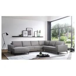 Wohnlandschaft Places of Style "Oland" Sofas Gr. B/H/T: 342 cm x 85 cm x 260 cm, Struktur weich, Recamiere links, braun (hellbraun) U-Form, im zeitlosem Design und hochwertiger Verabeitung