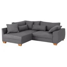 Ecksofa Home Affaire "Helena II DuraSpring" Sofas Gr. B/H/T: 227 cm x 88 cm x 190 cm, Luxus-Microfaser in Lederoptik, Ottomane links, ohne Bettfunktion, grau (graphit) mit Taschenfederkern, bis 140 kg belastbar, wahlweise Bett