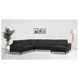 Wohnlandschaft Places of Style "Oland" Sofas Gr. B/H/T: 342cm x 85cm x 260cm, Webstoff, Recamiere rechts, grau (anthracite) U-Form, im zeitlosem Design und hochwertiger Verabeitung