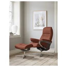 Relaxsessel stressless "Sunrise" Sessel Gr. Leder PALOMA, Cross Base Wenge, Relaxfunktion-Drehfunktion-PlusTMSystem-Gleitsystem-BalanceAdaptTM, B/H/T: 79cm x 103cm x 73cm, rot (henna paloma) mit Cross Base, Größe S, M & L, Holzakzent Wenge