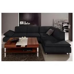 Ecksofa Max Winzer "Toulouse modern und bequem, aktuelles Design, hoher Sitzkomfort" Sofas Gr. B/H/T: 271cm x 75cm x 190cm, Luxus-Microfaser, Ottomane rechts, schwarz mit klappbaren Armlehnen, Breite 271 cm