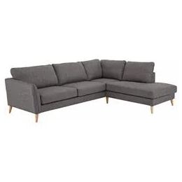 Ecksofa Home Affaire "MARSEILLE 278/202 cm, L-Form, Ottom. rechts/links" Sofas Gr. B/H/T: 278cm x 88cm x 202cm, Struktur fein, Ottomane rechts, grau (dunkelgrau) mit Massivholzbeinen aus Eiche, verschiedene Bezüge und Farbvarianten