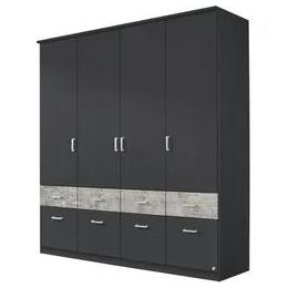 Kleiderschrank Rauch "Kleiderschrank Schrank Garderobe deckenhoher BREMEN" Schränke Gr. B/H/T: 181cm x 199cm x 58cm, ohne Spiegel, 4 St., grau (graumetallic/betonfarben) in vielen Farben und Ausführungen MADE IN GERMANY