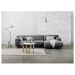 Ecksofa furninova "Vesta, modern und sehr bequem, tolle Detailverarbeitung, L-Form" Sofas Gr. B/H/T: 300 cm x 74 cm x 160 cm, Struktur, Recamiere rechts, ohne Bettfunktion, grau (grey) im skandinavischen Design