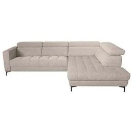 Ecksofa Alina "Bahira" Sofas Gr. B/H/T: 280cm x 105cm x 222cm, Struktur TAT, Ottomane rechts, beige (beige tat 2) Inkl. Rückenlehnen- und Sitztiefenverstellung, Breite 280 cm