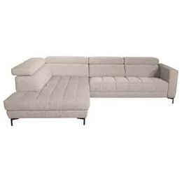 Ecksofa Alina "Bahira" Sofas Gr. B/H/T: 306cm x 105cm x 222cm, Struktur TAT, Ottomane links, beige (beige tat 2) Inkl. Rückenlehnen- und Sitztiefenverstellung, Breite 306 cm