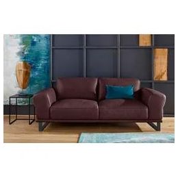 2,5-Sitzer W.Schillig "montanaa" Sofas Gr. B/H/T: 212 cm x 78 cm x 94 cm, Longlife Xtra-Leder Z69, braun (mocca z69) mit Metallkufen in Schwarz pulverbeschichtet, Breite 212 cm