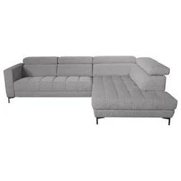 Ecksofa Alina "Bahira" Sofas Gr. B/H/T: 280cm x 105cm x 222cm, Struktur TAT, Ottomane rechts, grau (hellgrau tat 9) Inkl. Rückenlehnen- und Sitztiefenverstellung, Breite 280 cm