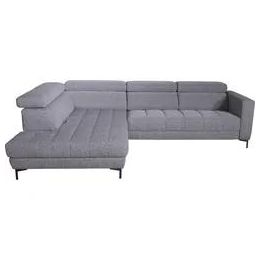 Ecksofa Alina "Bahira" Sofas Gr. B/H/T: 306cm x 105cm x 222cm, Struktur TAT, Ottomane links, grau (mausgrau tat 29) Inkl. Rückenlehnen- und Sitztiefenverstellung, Breite 306 cm