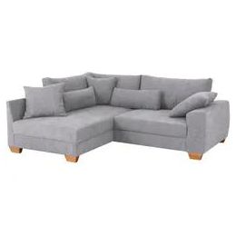 Ecksofa Home Affaire "Helena II DuraSpring" Sofas Gr. B/H/T: 227 cm x 88 cm x 190 cm, Struktur weich, Ottomane links, ohne Bettfunktion, grau (hellgrau) mit Taschenfederkern, bis 140 kg belastbar, wahlweise Bett