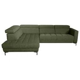 Ecksofa Alina "Bahira" Sofas Gr. B/H/T: 306cm x 105cm x 222cm, Struktur TAT, Ottomane links, grün (olivgrün tat 333) Inkl. Rückenlehnen- und Sitztiefenverstellung, Breite 306 cm