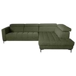 Ecksofa Alina "Bahira" Sofas Gr. B/H/T: 306cm x 105cm x 222cm, Struktur TAT, Ottomane rechts, grün (olivgrün tat 333) Inkl. Rückenlehnen- und Sitztiefenverstellung, Breite 306 cm