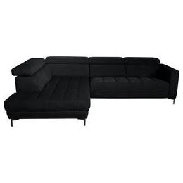 Ecksofa Alina "Bahira" Sofas Gr. B/H/T: 280cm x 105cm x 222cm, Struktur TAT, Ottomane links, schwarz (schwarzgrau tat 10) Inkl. Rückenlehnen- und Sitztiefenverstellung, Breite 280 cm