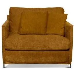 Loveseat furninova "Petito" Sessel Gr. Velours, B/H/T: 103cm x 82cm x 102cm, gelb (mustard) abnehmbarer Hussenbezug, alle Kissen mit Federn gefüllt, 2 Zierkissen